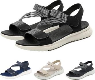 Generic Sandales de p&ecirc;cheur d&eacute;t&eacute; pour femmes, sandales de marche orthop&eacute;diques, sandales d&eacute;contract&eacute;es r&eacute;glables confortables pour la plage et la marche, Noir