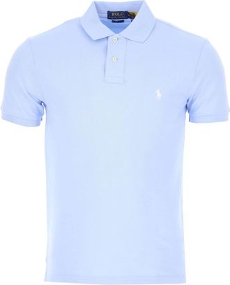 Polo Ralph Lauren Homme, Tops, Bleu, Taille: M Chemise bleue &agrave; manches courtes en maille piqu&eacute;e