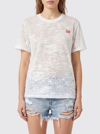 Diesel Rundhals-T-Shirt aus Stretch-Baumwollmischung mit Kontrastlogo