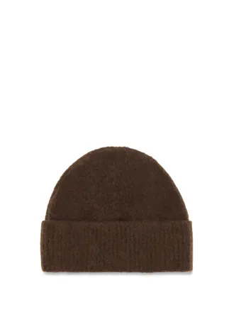 Ami UBO005KN0135 Ribbed Wool Beanie - Brown