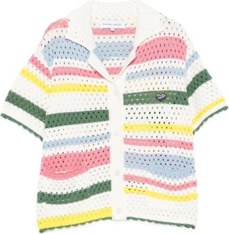 Maison Labiche Femme, Pulls, Multicolore, Taille: 40 FR Cardigan Ray&eacute; &agrave; Logo Brod&eacute;