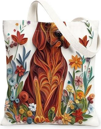 Generic Sac fourre-tout en toile r&eacute;utilisable pour le shopping Motif chien de l&eacute;vrier 33 x 38 cm