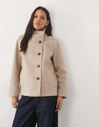 Vero Moda Kurzmantel mit Stehkragen in Beige-Neutral