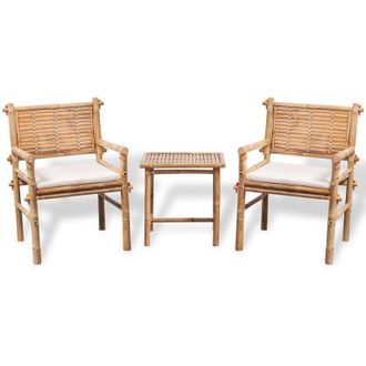 vidaXL Mobilier de bistro 3 pcs avec coussins Bambou Vidaxl