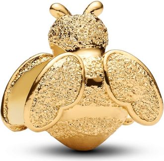 Pandora Moments Strukturierte Biene Mini-Charm mit 14k vergoldete Metalllegierung, Kompatibel Moments, 764524C00