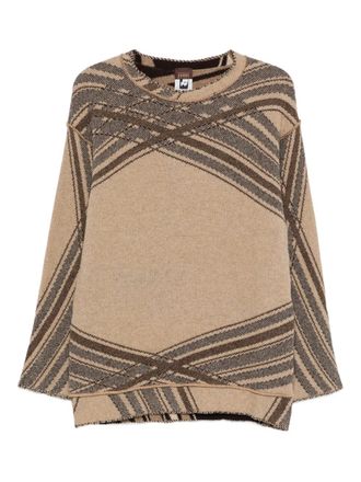 Gianfranco Ferre pull ray&eacute; (ann&eacute;es 1990) - Marron