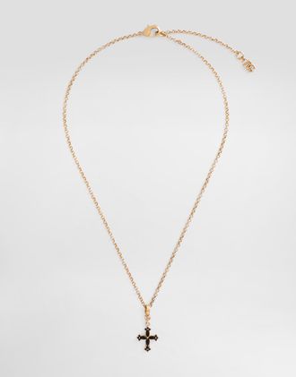 Dolce & Gabbana Necklace With Cross And Rhinestones - Frau Bijoux Gold Metall Onesize