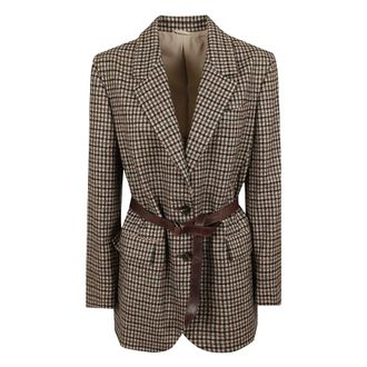 Brunello Cucinelli Karierter G&uuml;rtel-Blazer - - Jackets - Damen - Beige - 2XS
