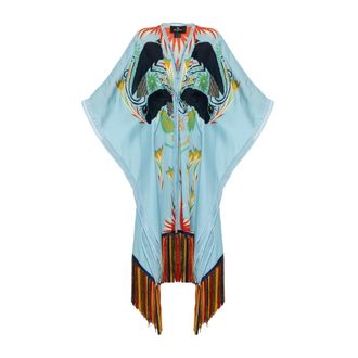 Etro Robe en soie avec franges - Femme - Blouses et Chemises - Bleu - Taille: ONE Size