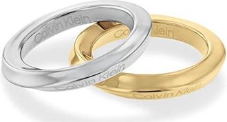 Calvin Klein Lot de 2 Bagues pour Femme Collection TWISTED RING en Acier Inoxydable et Or Jaune - 35000330C