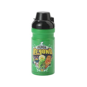 Room Copenhagen LEGO Ninjago Trinkflasche - 390 ml - Spaßige und praktische Trinkflasche für Kinder mit abgedecktem Trinkverschluss, Sportflasche, Grün & Schwarz