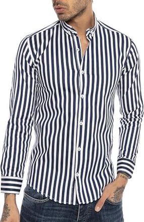 Red Bridge Chemise Masculine à Manches Longues à Motifs rayés Bleu foncé XXL