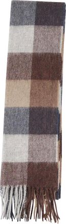 Barbour Homme, Accessoires, Brun, Taille: ONE Size Écharpe en Laine à Carreaux Bleus avec Pompons