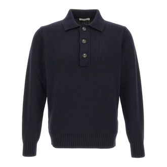 KANGRA Polo en laine vierge extra-fine - Homme - Tops - Bleu - Taille: M