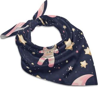 Generic Écharpe carrée en soie légère motif astronaute de dessin animé, écharpe pour cheveux, foulard respirant, cadeau pour homme et femme, multicolore, 60x6