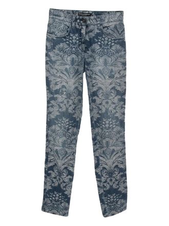 Dolce & Gabbana jean droit à fleurs - Bleu