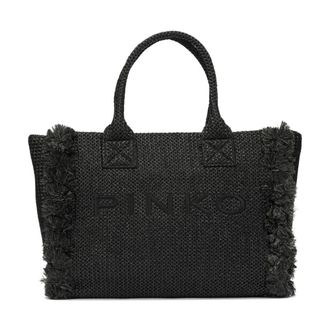 Pinko Raffia-Shopper mit Quastenbesatz - - Bags - Damen - Schwarzk - ONE SIZE