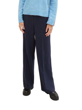 Tom Tailor Damen Lea Straight Fit Hose mit Nadelstreifen, navy pinstripe, 32/30