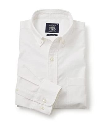 The Savile Row Company Chemise Oxford boutonn&eacute;e &agrave; manches longues pour homme Coupe classique, Blanc 2., XXL