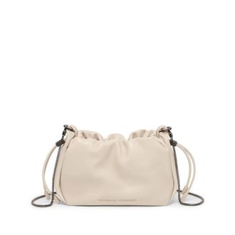 Brunello Cucinelli Femme, Sacs, Beige, Taille: ONE Size Sac Bandoulière Beige Amande à Cordon