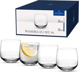 Villeroy & Boch Afina Wasserglas Set 4tlg., Gl&auml;serset, Gl&auml;ser f&uuml;r Wasser und Saft, Glas Set, Sp&uuml;lmaschinenfest, Kristallglas