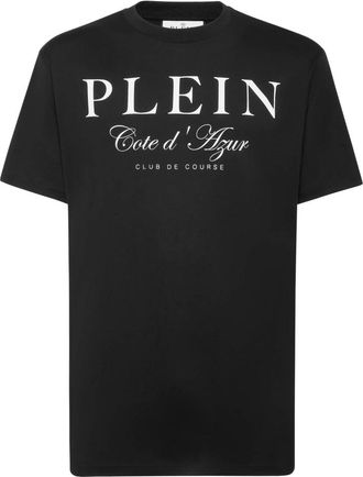 Philipp Plein Homme, Tops, Noir, Taille: 2XL T-Shirt Col Rond MC Club The Course