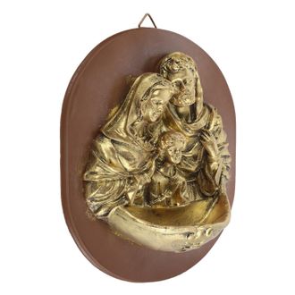 Aboofan TOGEVAL Weihwasserbecken aus Harz Heilige Familie Wanddeko 20,2 X 17,3 X 6cm Wandmontage Katholisches Wohnaccessoire f&uuml;r Hausaltar und Kirche