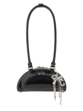 Self Portrait Womens Mini Shoulder Bag Black Outer Cow Leather