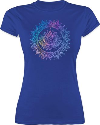 Shirtracer Shirt Damen - Yoga - Mandala Lotusblume I Spirituelle Meditation I Pilates Lotus Entspannung - L - Royalblau - t-Shirt Yoga-Shirts Joga Wellness Tshir