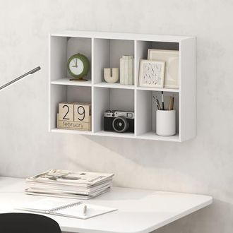 Furinno Rossi 6-W&uuml;rfel-Wandregal, Wandmontage-Organizer, Schreibtisch-Organizer, B&uuml;cherregal, f&uuml;r Homeoffice, Arbeitszimmer, Wei&szlig;