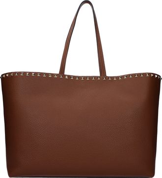 Valentino Garavani Femmes Sac &agrave; Bandouli&egrave;re Rockstud Marron/Cuir Tabac