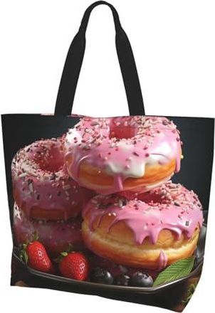 Generic D&eacute;licieux Beignets Sac Fourre-Tout L&eacute;ger Tote Bag Grand Sac A Main Femmes Pour Travail Shopping Voyage