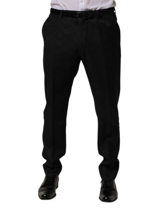 Dolce & Gabbana Mens Virgin Wool Dress Trousers Black