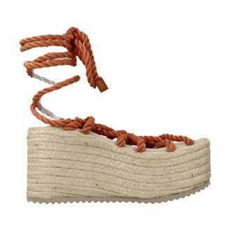 Yellow Compens&eacute;es Sandales Lac&eacute;es - Femme - Chaussures - Brun - Taille: 39 EU
