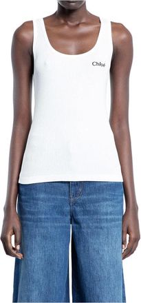 Chlo&eacute; Femme, Tops, Blanc, Taille: 40 FR D&eacute;bardeur en Jersey de Coton C&ocirc;tel&eacute; Blanc
