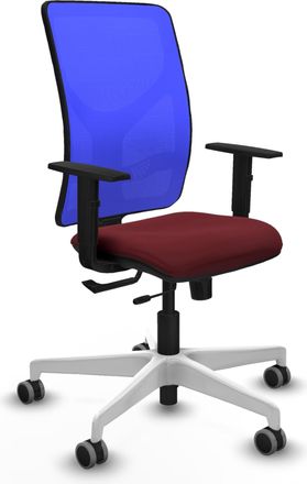 Piqueras y Crespo Drehstuhl mit 1D-Armen, h&ouml;henverstellbare Lendenwirbelst&uuml;tze, ausgestattet mit Syncro/Traslack und Schneideschaum, Blau/Granatrot