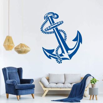 Sticker Genie Anker Wandtattoo Wandaufkleber Sticker Aufkleber (120 (B) x 155 (H) cm, Blau)