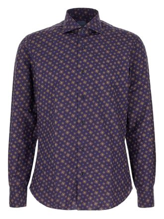 Barba chemise &agrave; fleurs - Bleu
