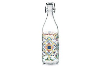 Cerve 1 x Glass Bottle with airtight Closure, Decoration Valencia 1 Litre