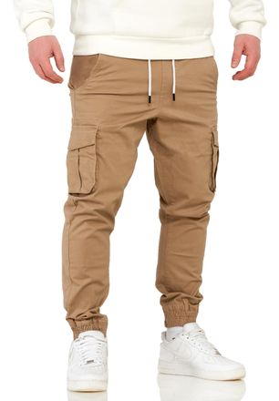 SOULSTAR Herren Jogger Cargohose Jeans-Hose Gummizug Stretch M&auml;nner Freizeithose S2_C-70-Beige-W31