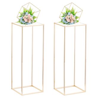 Nuptio Hochzeit Tafelaufsätze für Tische mit Acrylplatte - 2 Stück 80cm Hohe Goldvase für Tafelaufsätze Blumenständer Hochzeiten Party Metallblumenvasen Säul