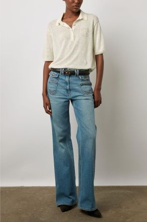 Gerard Darel Polo en lin m&eacute;lang&eacute; - LANA - Ecru