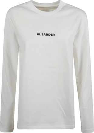 Jil Sander Femme, Tops, Blanc, Taille: 38 FR Logo T-Shirt