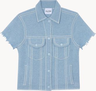 Kujten Veste cachemire courte jacquard denim, 4 fils - Veste Jessinda