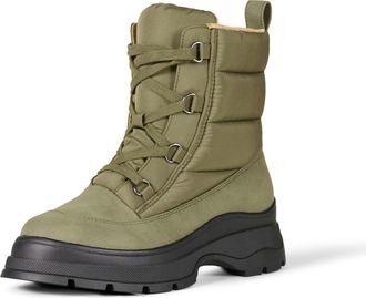 Amazon Essentials Damen Pufferstiefel mit Schnürung, Olivgrün, 41 EU