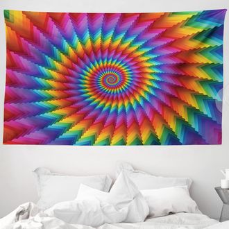 Abakuhaus Trippy Wandteppich und Tagesdecke, Vibrierende Regenbogen-Spirale aus Weiches Mikrofaser Stoff Waschbar ohne Verblassen Digitaldruck, 230 x 140 cm, Ma