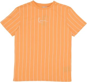 Karl Kani Gestreiftes Damen-T-Shirt in Orange/Wei&szlig; - - Tops - Damen - Orange - S