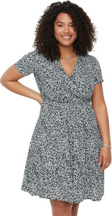 Trendyol Trendyol Damen Women line Knit Dress Plus Size Mini A-Linie Slim Fit Strickkleid in Übergröße, Black, XXL Größen