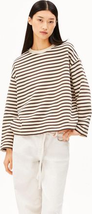 Armedangels Damen vegan Pullover Frankaa Stripe Claystone