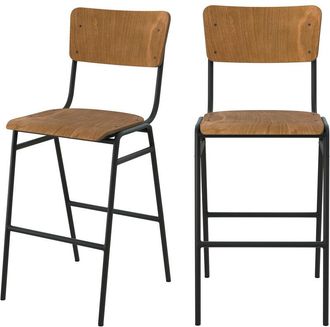 Rendez-Vous D&eacute;co Rendez-vous D&eacute;co - Lot de 2 chaises pour &icirc;lot central 66 cm en bois fonc&eacute; - clem